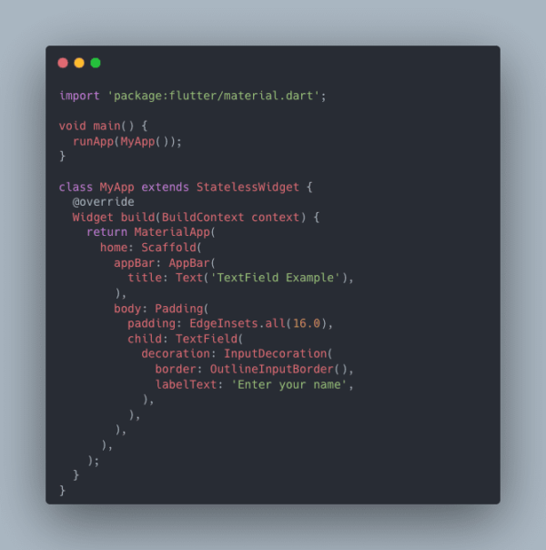 ویجت TextField در فلاتر | وبسایت آموزشی پروگرمینگ شو